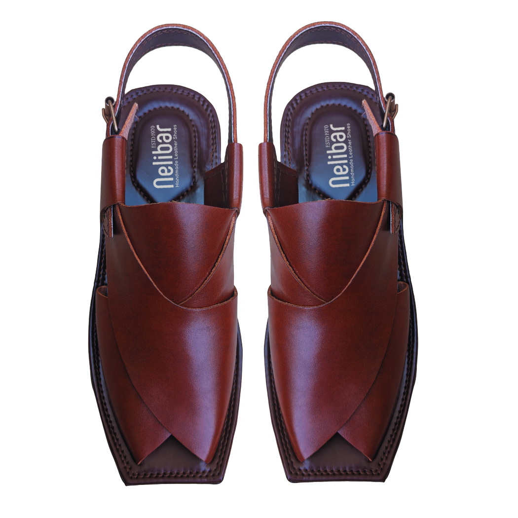 Premium Handmade Leather Peshawari Chappal with Rubber Sole 303 | Nelibar